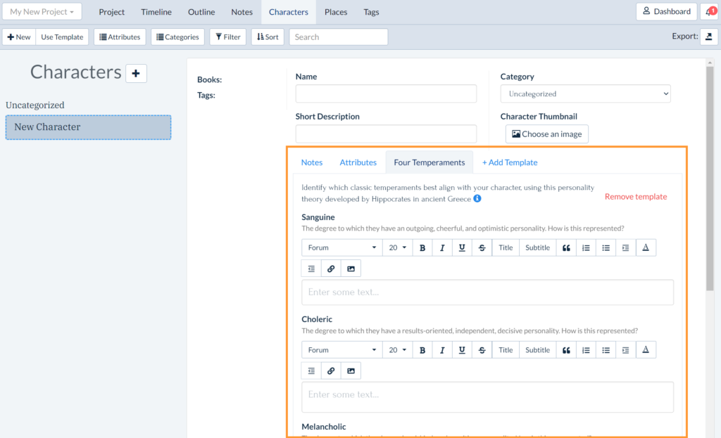 Using the Four Temperaments for Authentic Characters [Template]