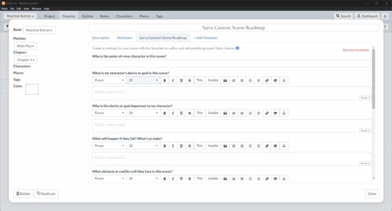 Sarra Cannon's Scene Roadmap [Scene Template] — Plottr