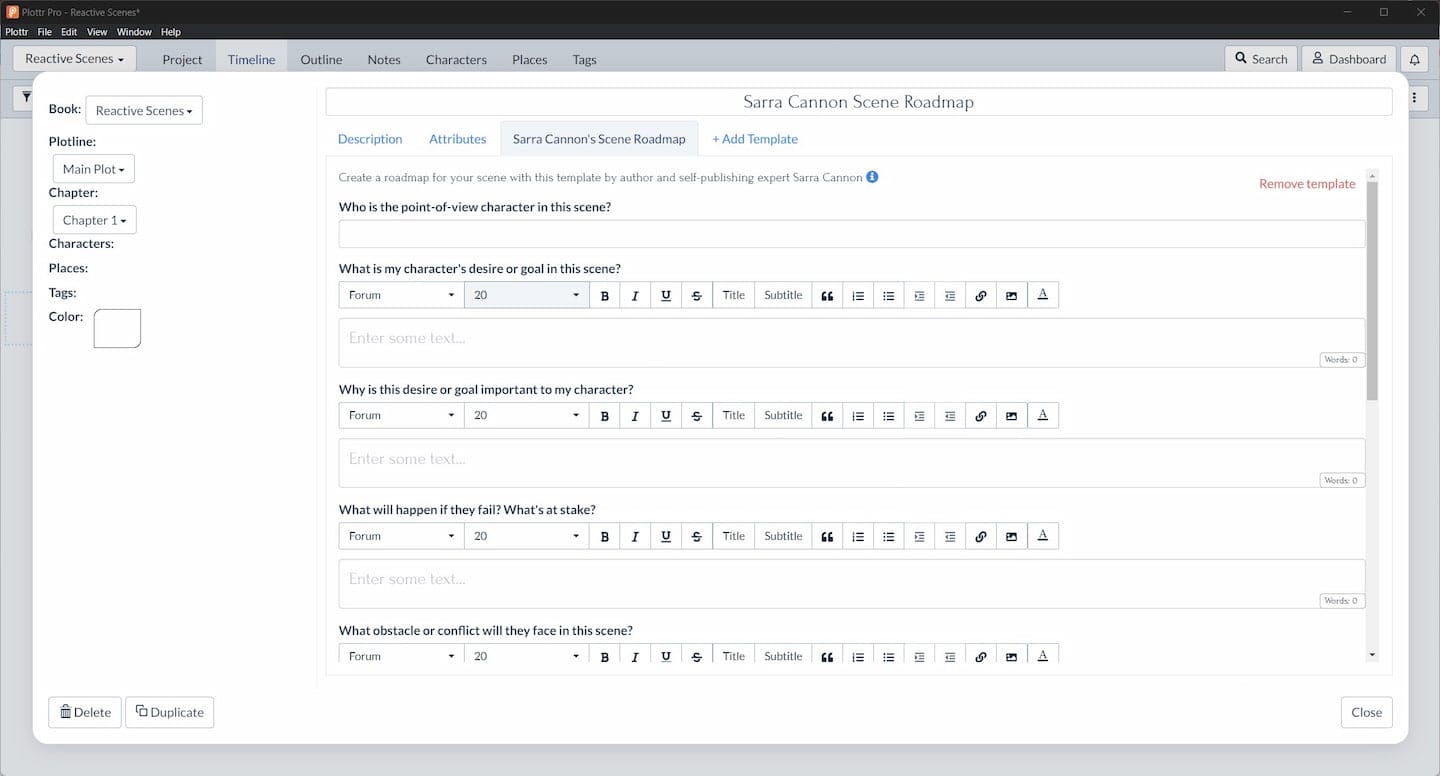 Sarra Cannon's Scene Roadmap [Scene Template] — Plottr