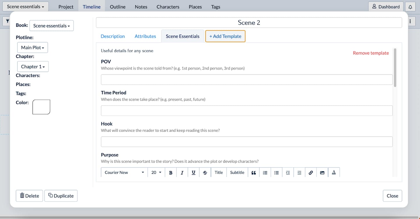 Scene Essentials Template: Get Back to Basics — Plottr