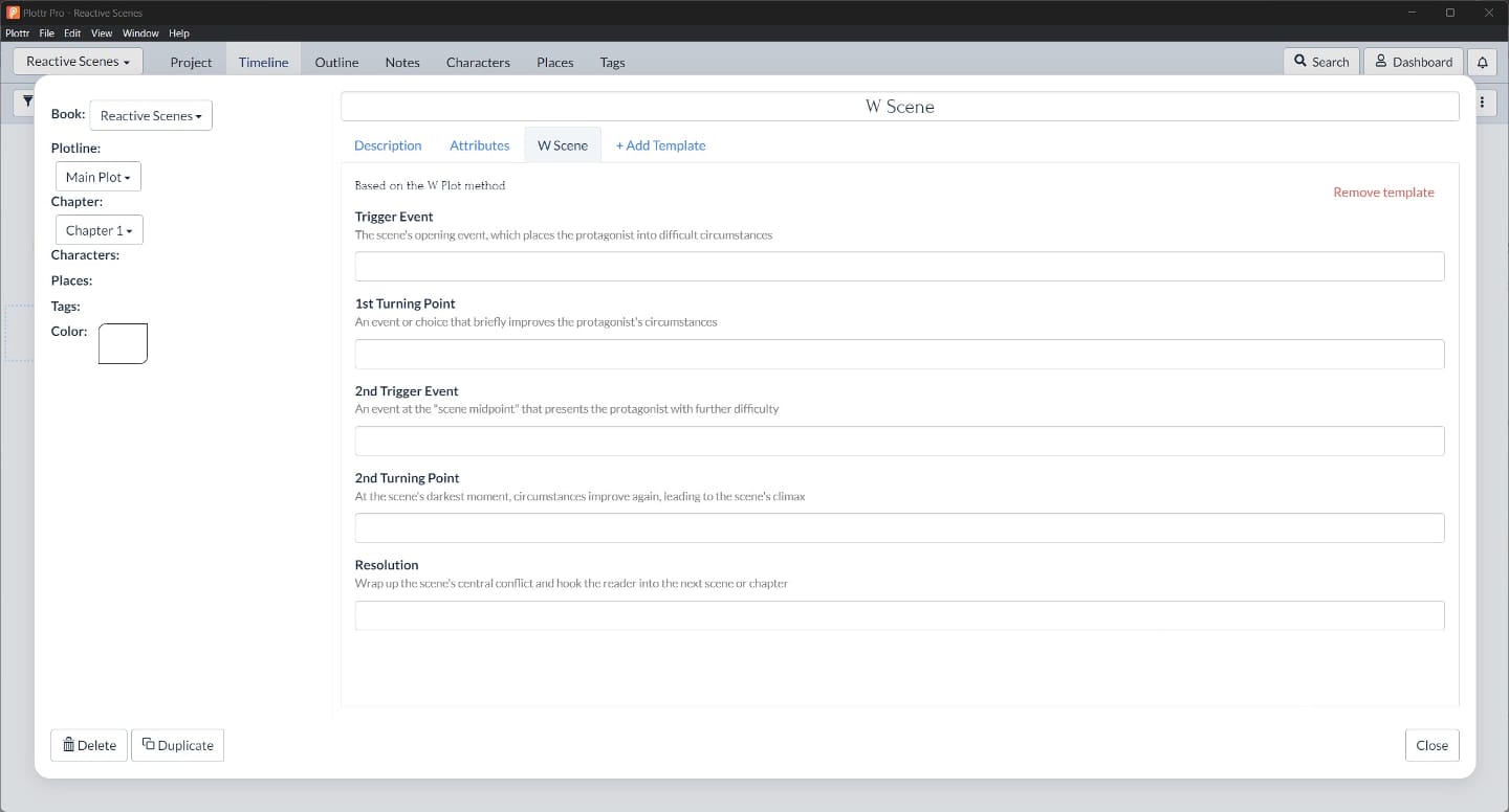 W Scene Template: Writing Riveting Ups and Downs — Plottr