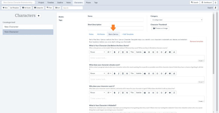 Story Genius Character Template Sheet: Wants, Desires, Misbeliefs